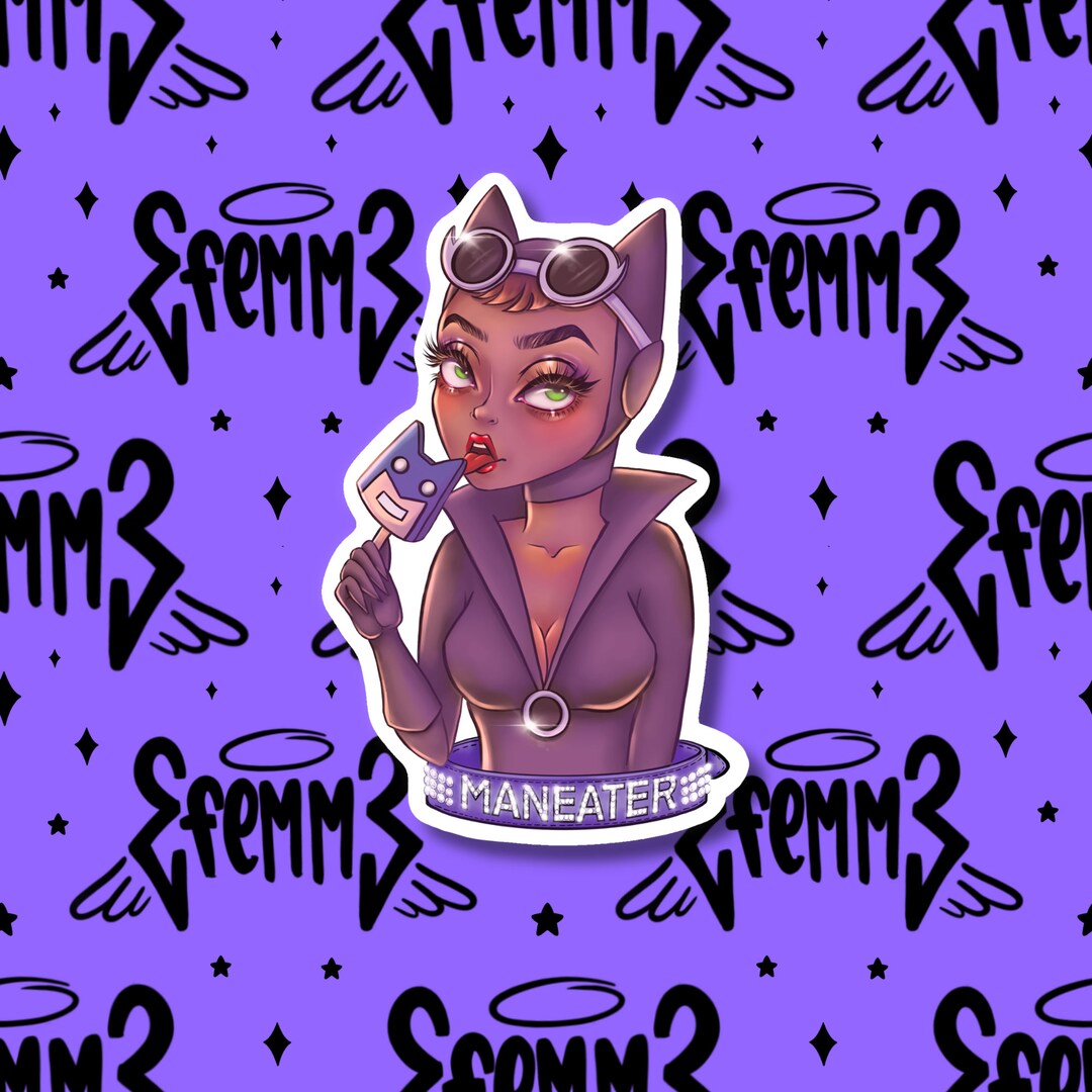 Catwoman | Nostalgic Batman Popsicle | Maneater | Fanart Sticker - Etsy
