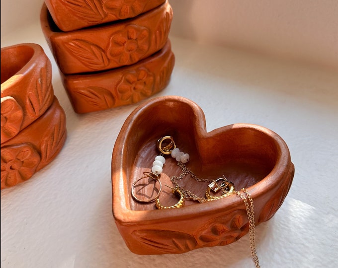 Pottery Heart Trinket Dish, Gift for Her, Red Clay Pottery, Unique ...