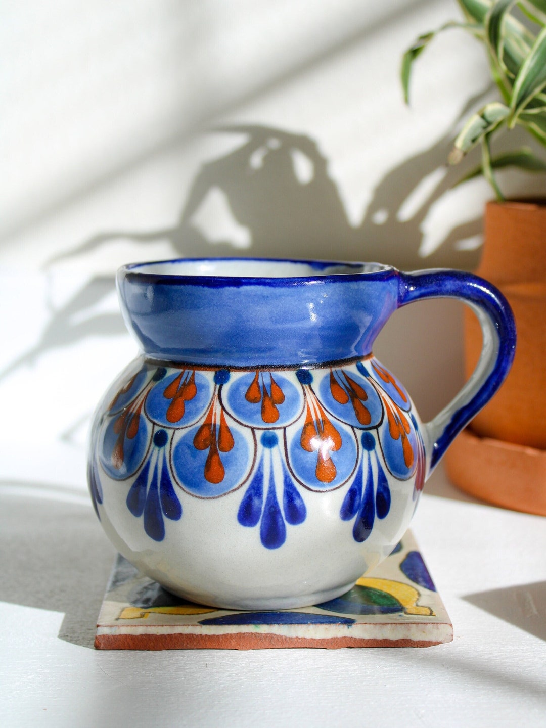 Ceramic Artisanal Mug Hand Painted Pottery Mug Round Mug - Etsy