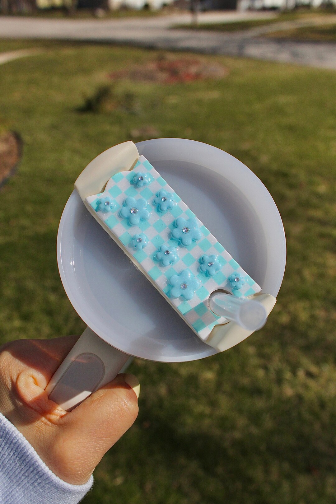 Blue Checkered 30/40 Oz Stanley Plates Lid Toppers Tumbler Tag Stanley ...