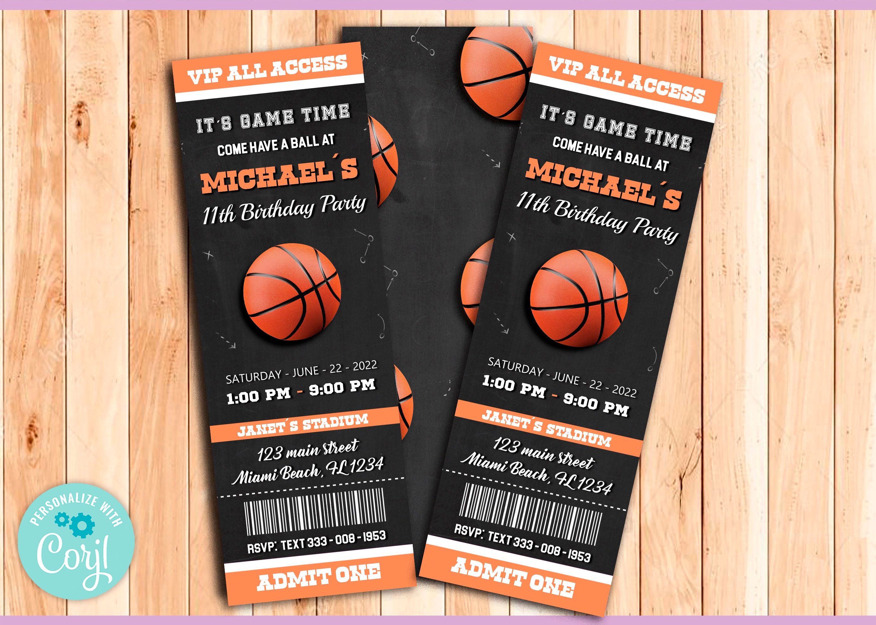 Basketball Ticket Birthday Invite, Basketball Invitation, Basketball ...