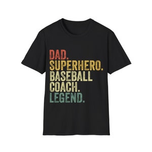 Dad Superhero Baseball Coach Legend Vintage Retro Sport Funny Father's ...