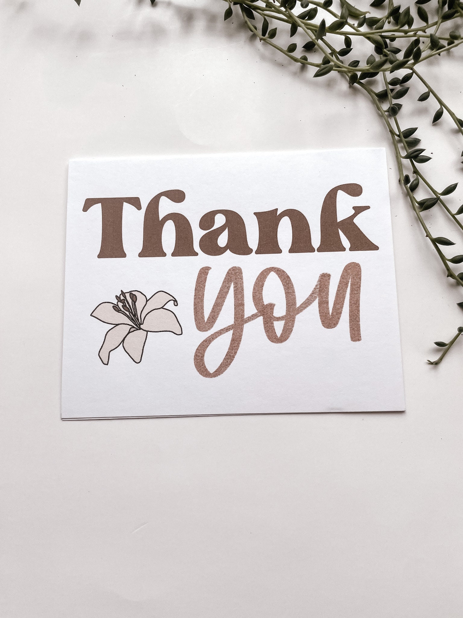 Thank You Card Beige Thank You Card Handmade Card Handrawn Card Thank ...