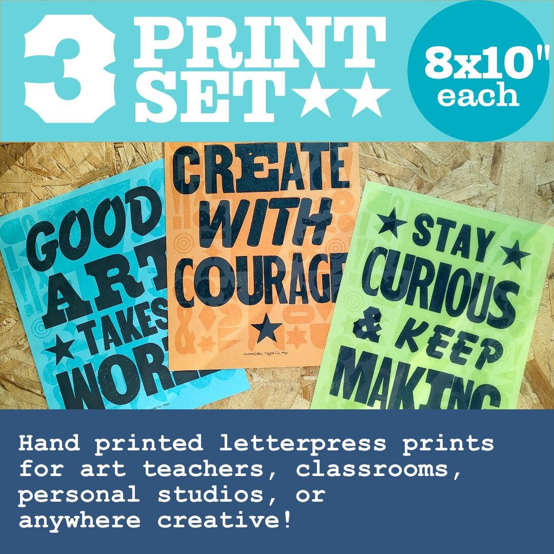 INDIVIDUAL or 3-PACK, Art Classroom Decor Bright, Inspirational Wall ...