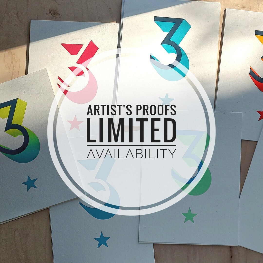 Lucky Number 3 Wall Art, Birthday Gift for Graphic Designer, Christmas ...