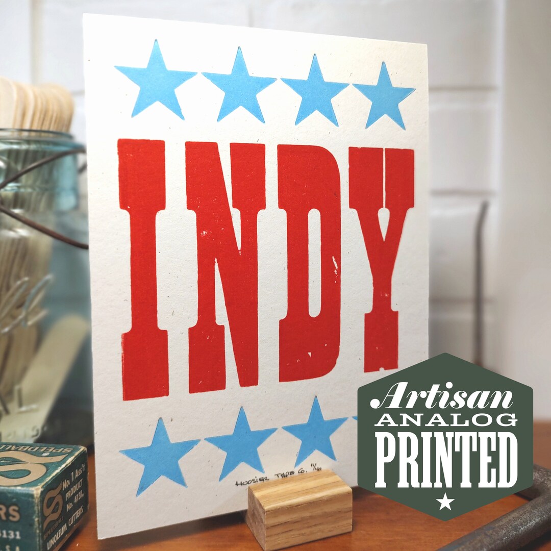 Indianapolis Letterpress Print, Indiana Christmas Gift, Indiana Wall ...
