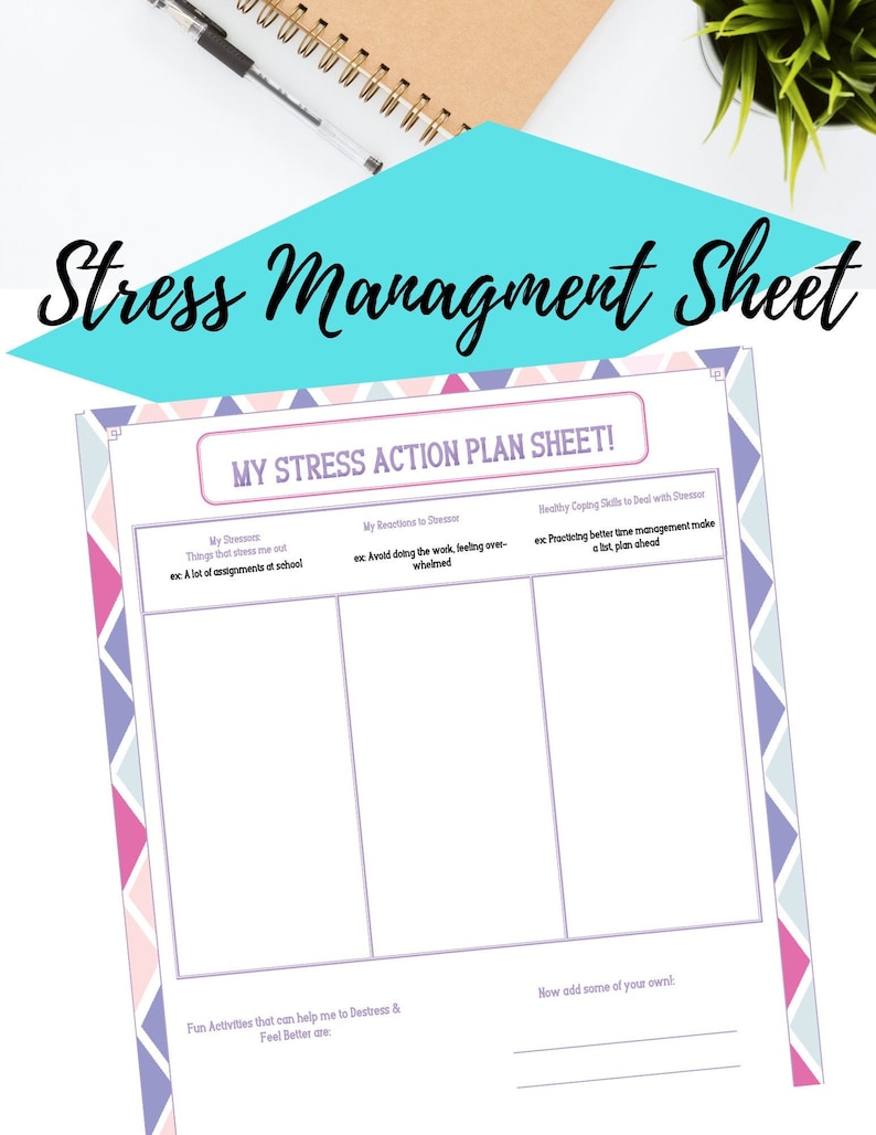 Stress Management Printable Worksheet - Etsy