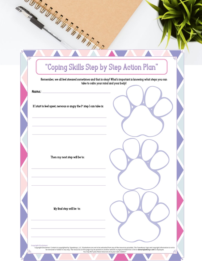 Coping Action Plan Printable Worksheet - Etsy