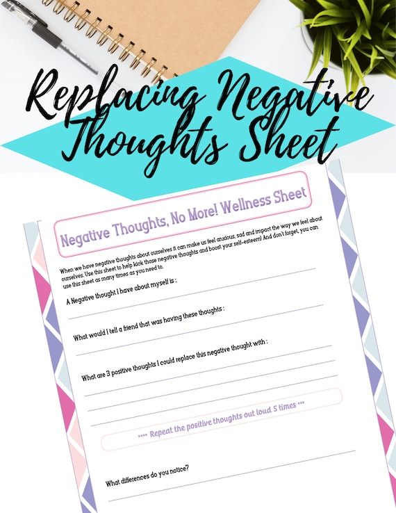 Replacing Negative Thoughts Printable Worksheet - Etsy UK