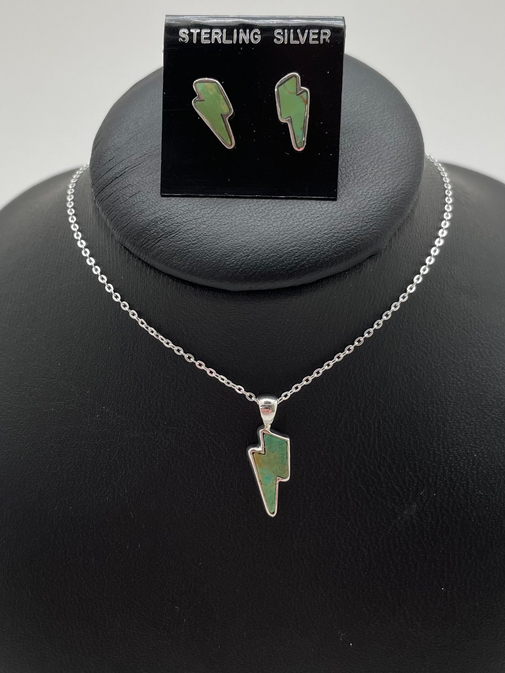 Kingman Turquoise Lightning Bolt Necklaces & Earrings CJP26 - Etsy