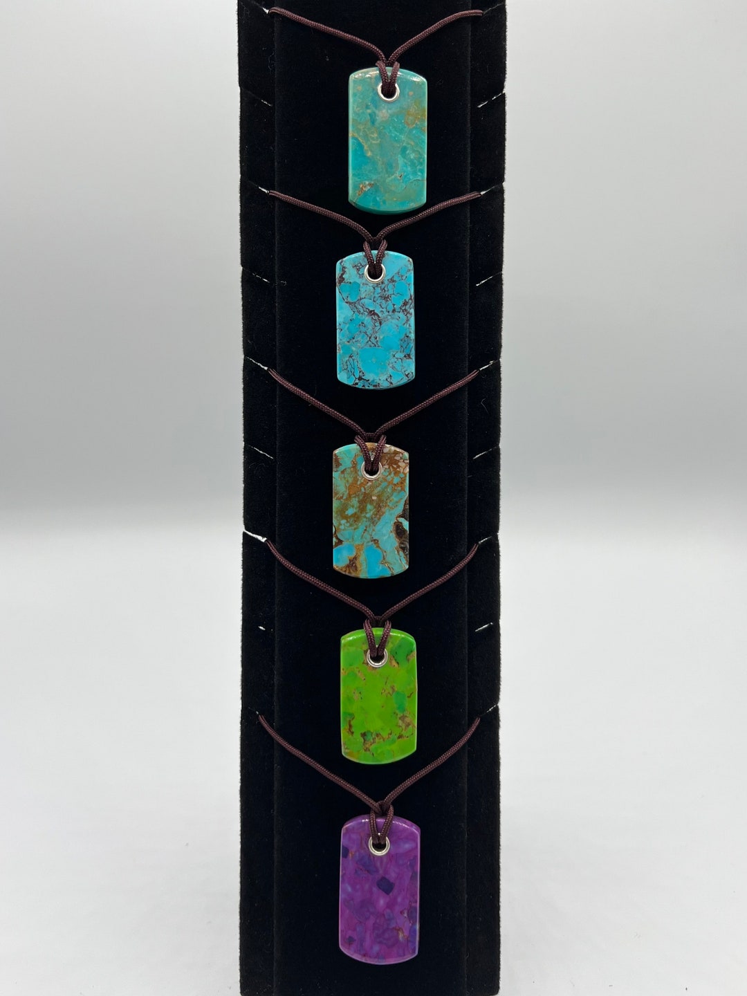 Kingman Turquoise Dog Tag Necklace/ - Etsy