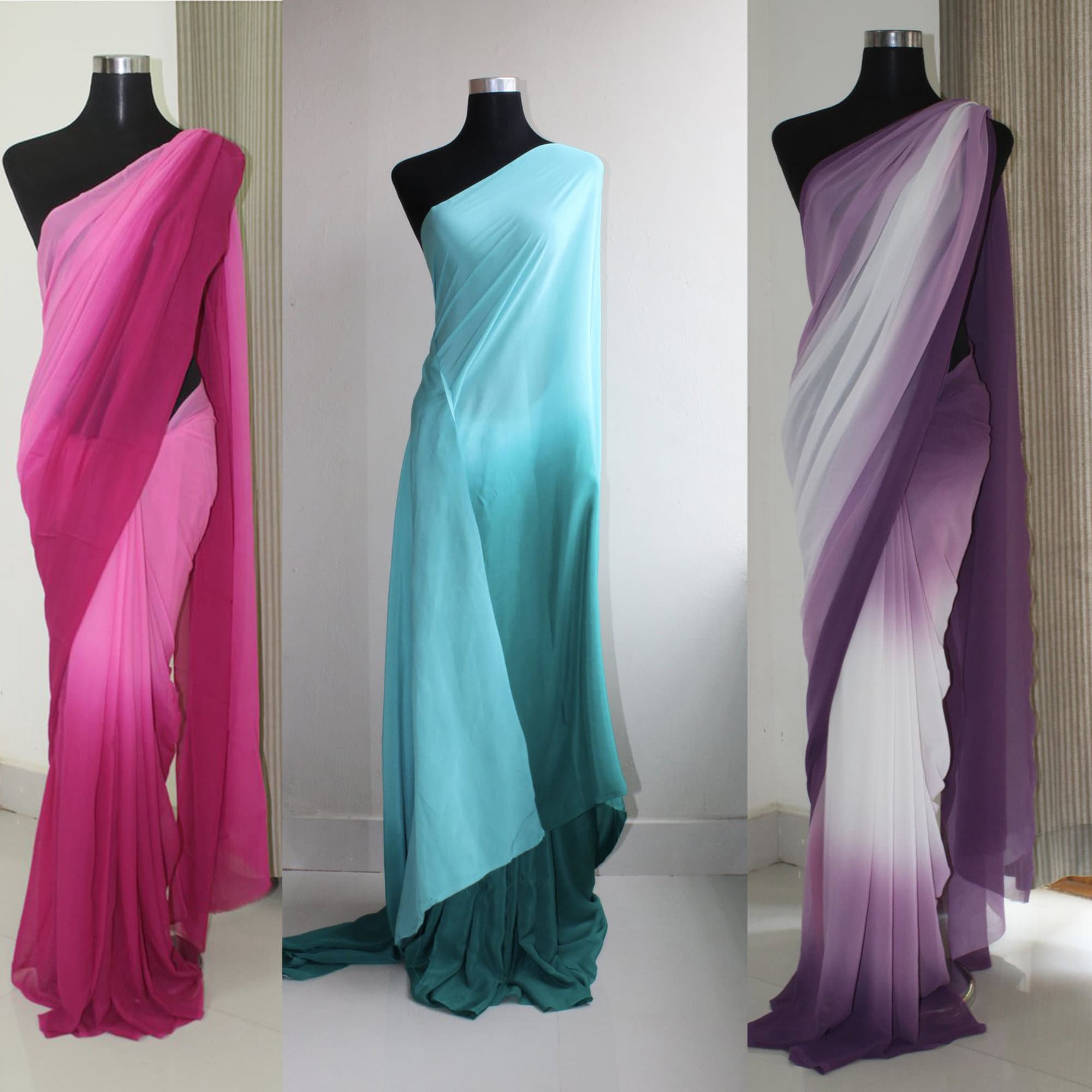 Customisable Ombre Saree Ombre Saree Color Saree Chiffon - Etsy