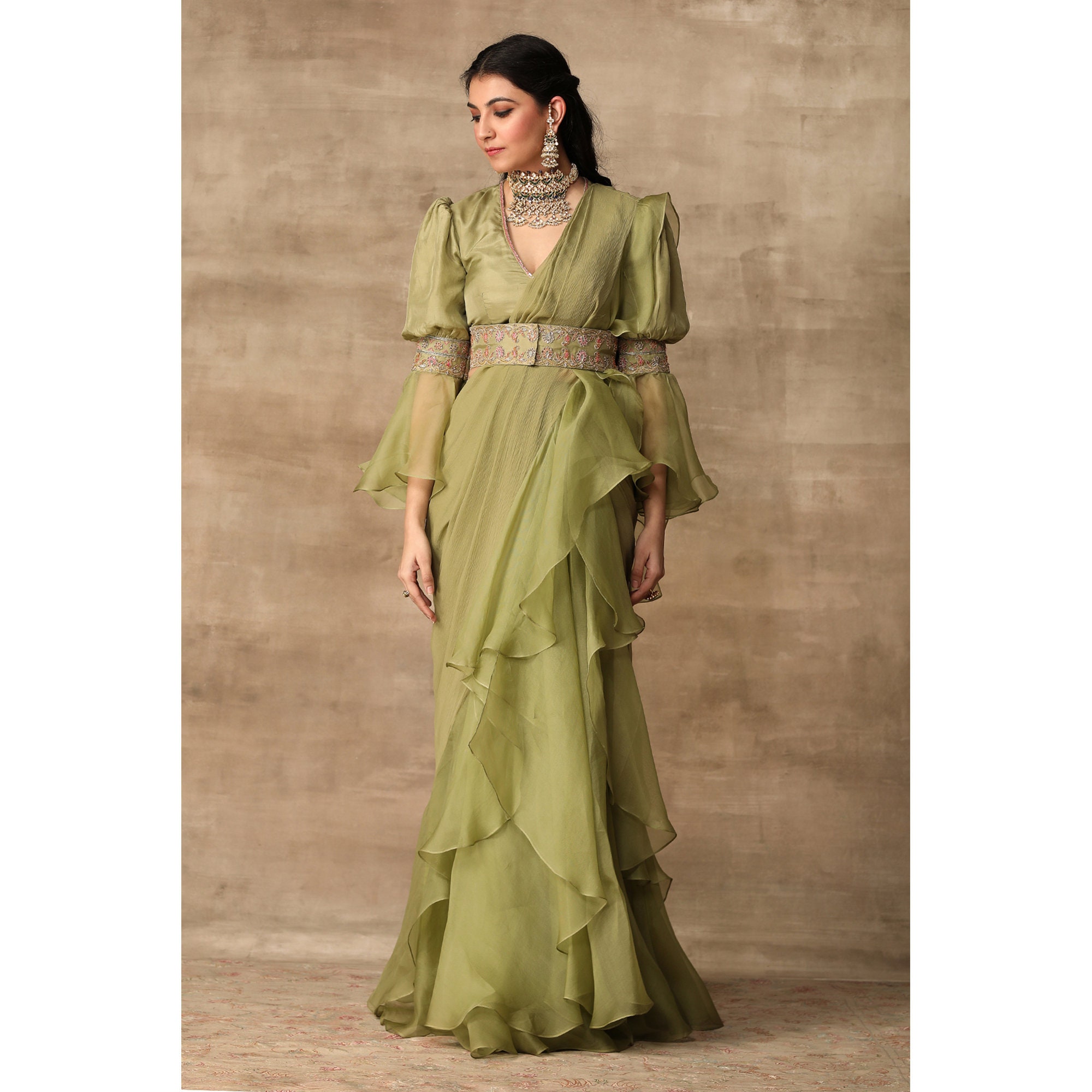 Ruffle Saree Ready to Wear Indian Saree Drape Saree - Etsy