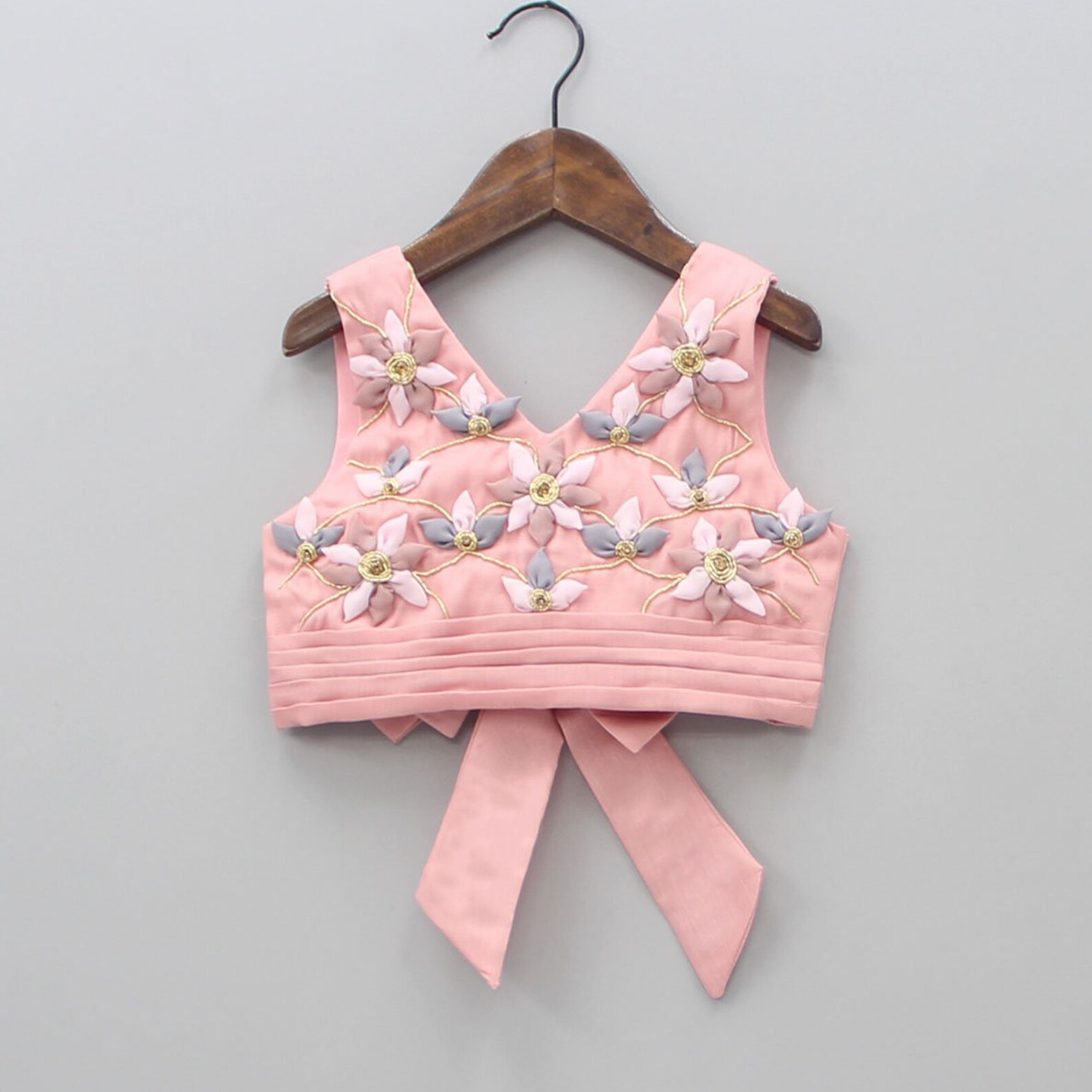 Floral Embellished Top With Lehenga Linen Silk Light Pink - Etsy