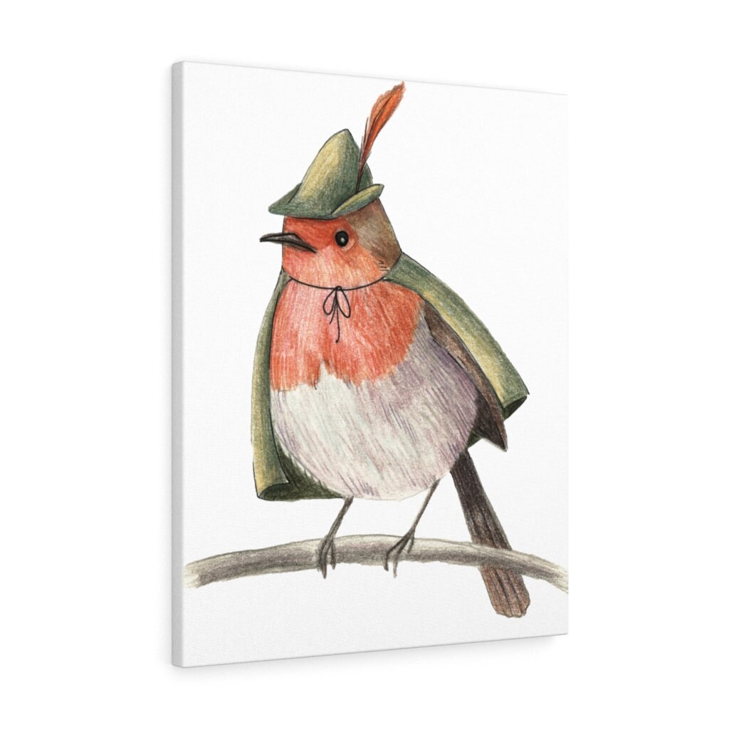 Robin Redbreast Drawing canvas print | Etsy
