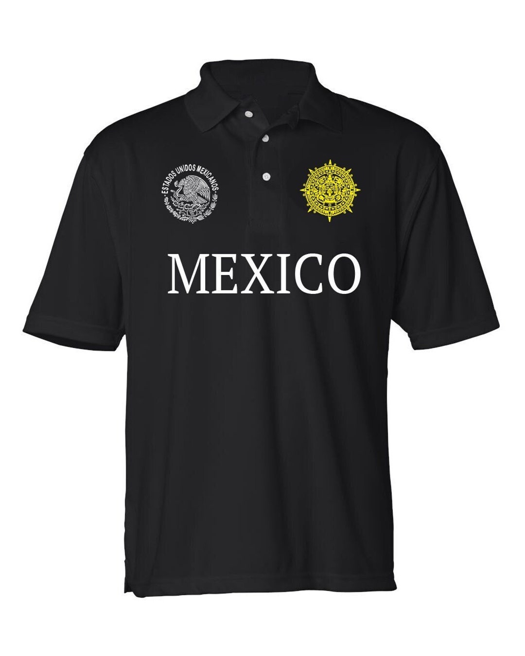 Mexico Black Polo T-shirt 100% Cotton / Mens / Hombres / La Patria ...
