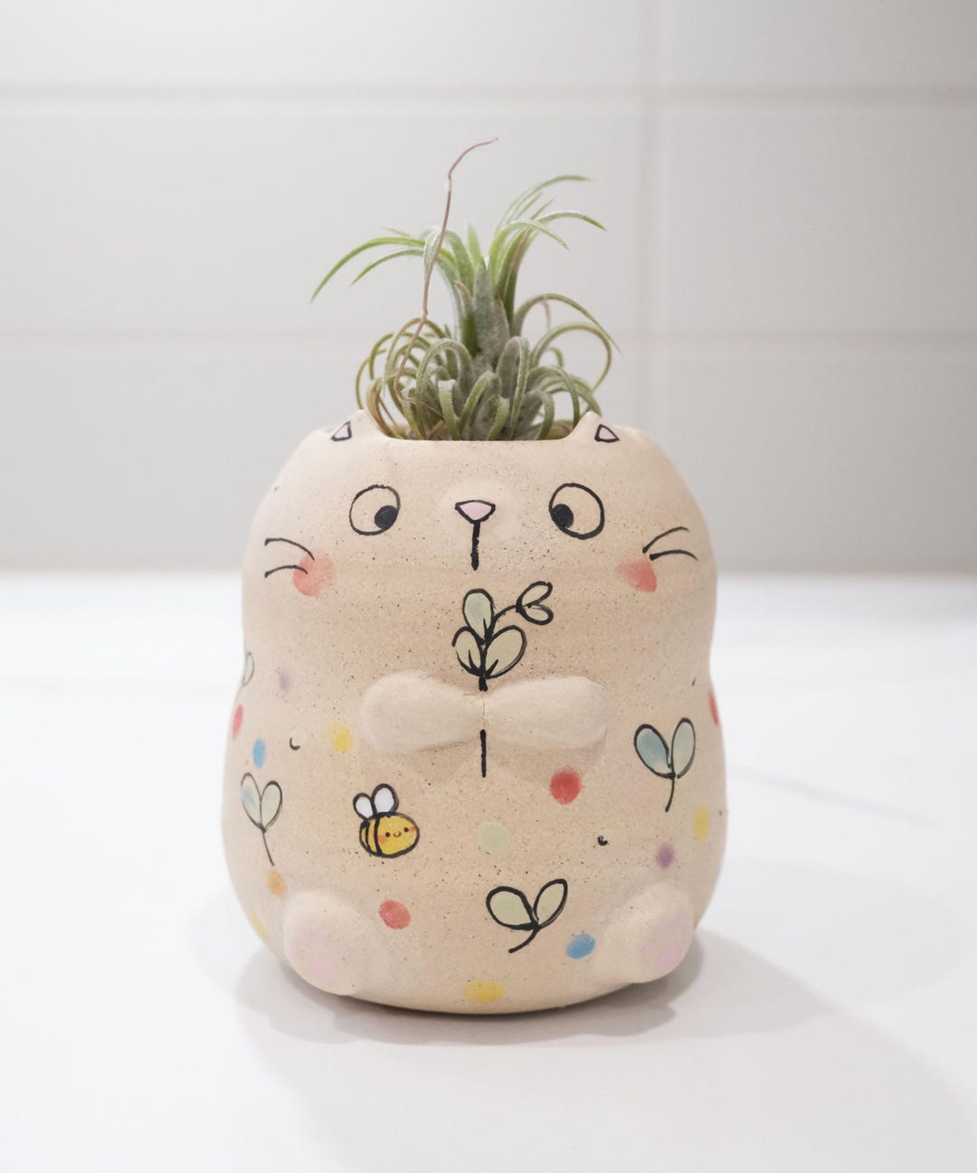 Handmade Ceramic Cat Vase | Chubby Cat Planter | Cat Bud Vase ...
