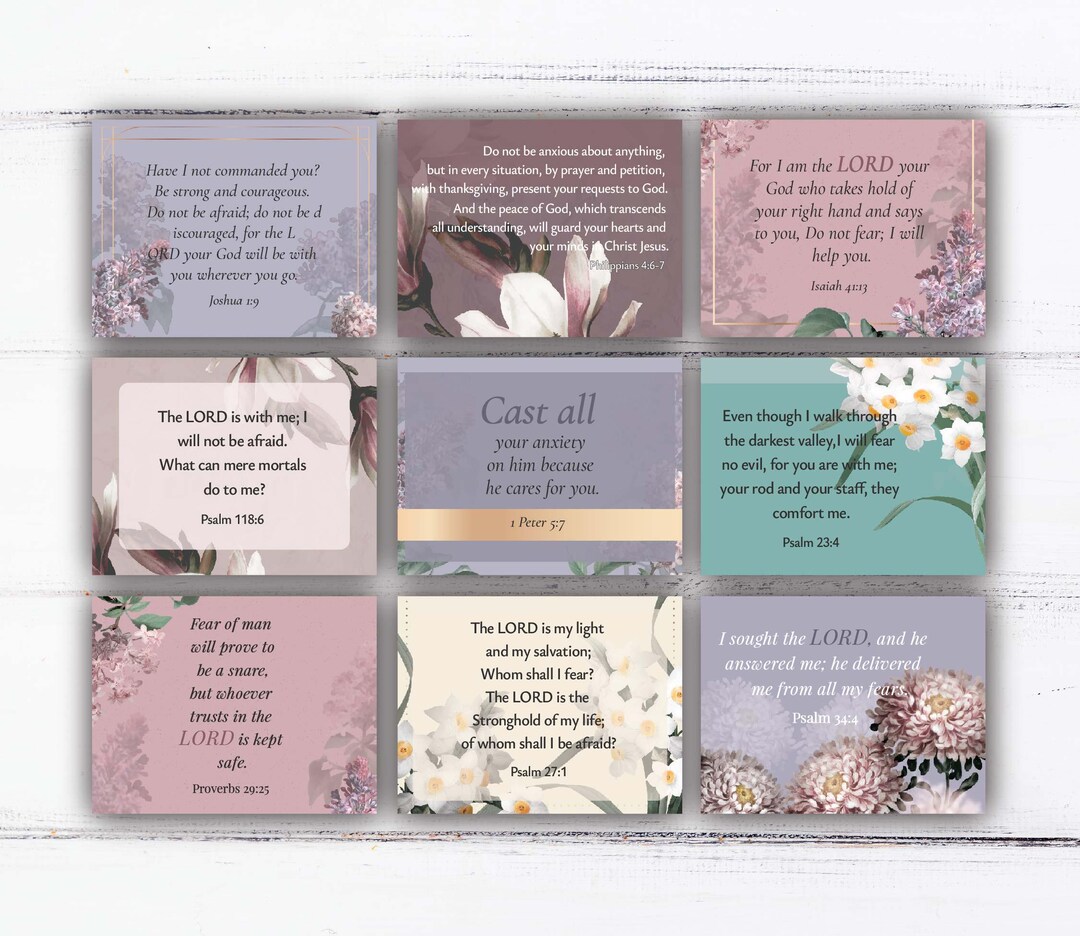 DIGITAL Printable Bible Verses Scriptures About Fear - Digital Collage ...