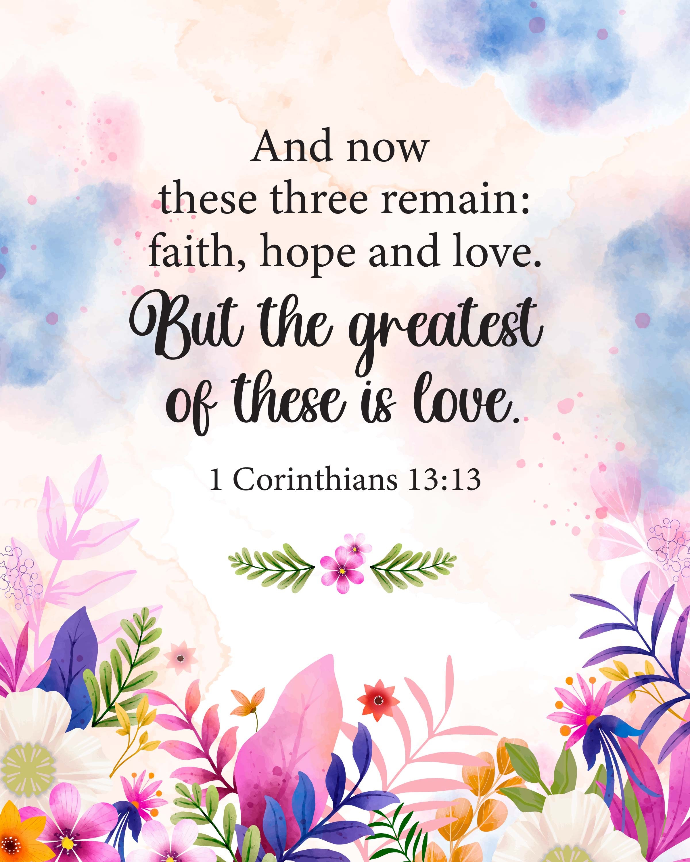 1 Corinthians 13:13, Bible Verse Art Print, Bible, Printable Wall Art ...