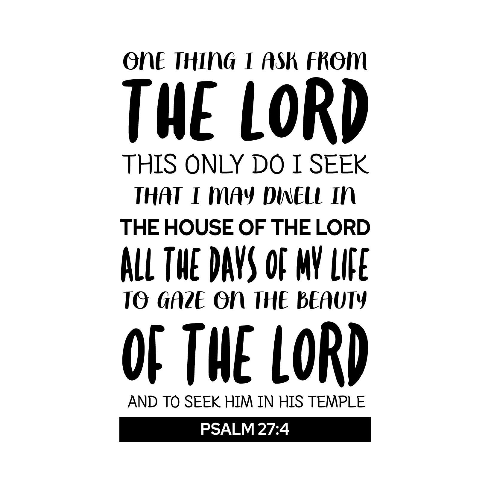 Psalm 27:4,bible Verse,instant File Download Vinyl Decal Scripture Wall ...