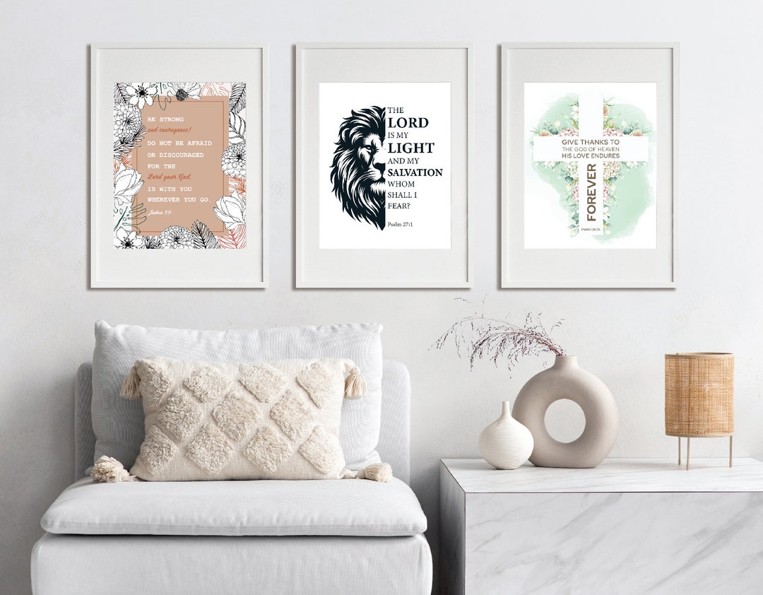 Bible Verse Printable Art, Set of 3, Digital Download, Bible Verse Art ...