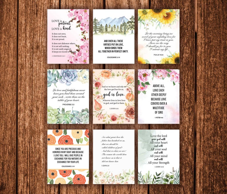 DIGITAL Printable Bible Verses Scriptures About Love - Digital Collage ...