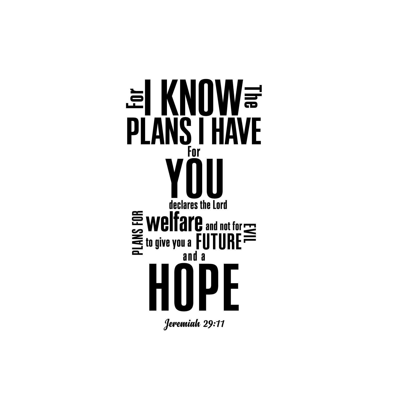 Jeremiah 29:11,bible Verse,instant File Download Vinyl Decal Scripture ...
