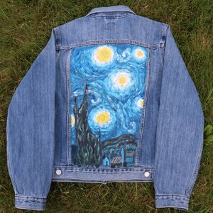 Hand-painted Van Gogh Starry Night Denim Jacket - Etsy