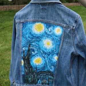 Hand-painted Van Gogh Starry Night Denim Jacket - Etsy