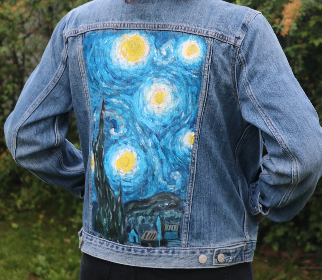 Hand-painted Van Gogh Starry Night Denim Jacket - Etsy