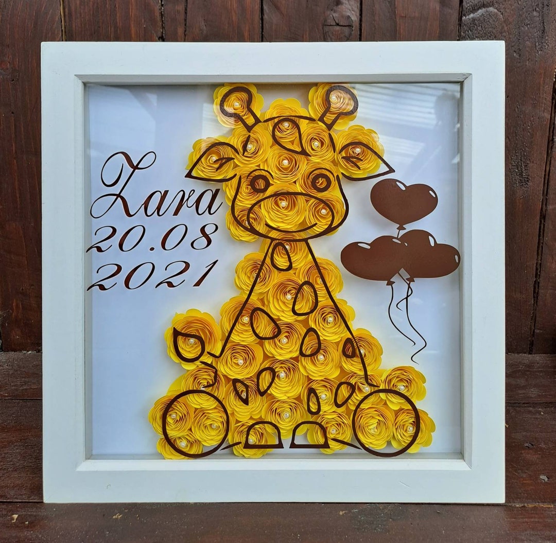 Baby Giraffe Box Personalised Gifts Box Frame Newborn Baby Gifts Paper ...