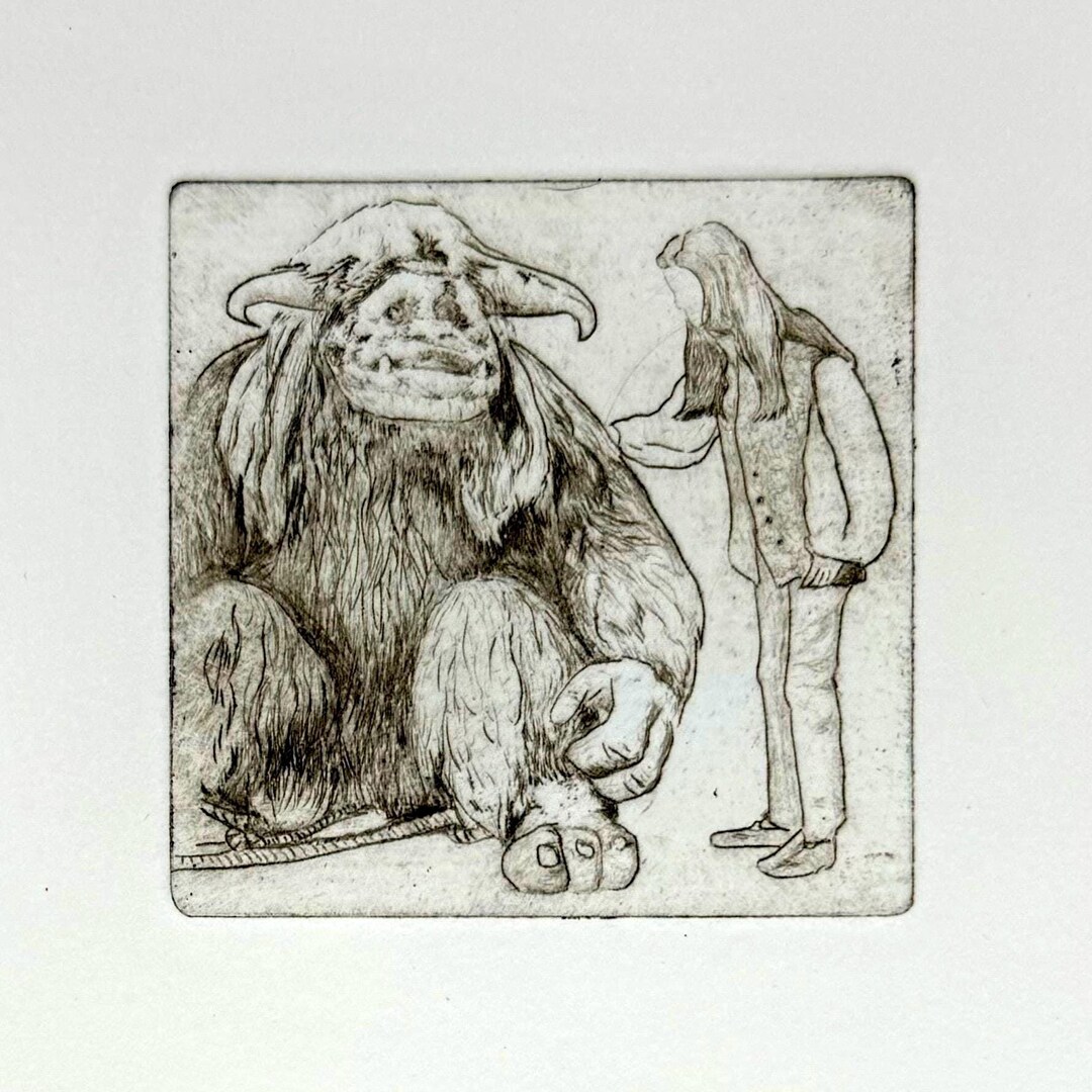 Ludo & Sarah | Labyrinth | Friends | Mini Print | Drypoint Print ...