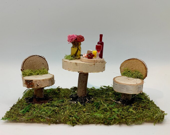 Fairy Garden Romantic Dining Set, Handmade Fairy Furniture, Miniature ...