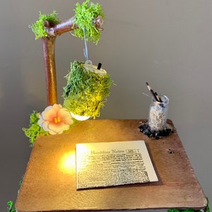 Miniature Fairy Reading Desk. Fairy Home Decor Gift, Simple Handmade ...