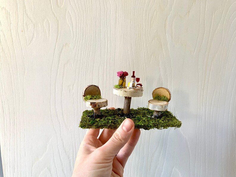 Fairy Garden Romantic Dining Set, Handmade Fairy Furniture, Miniature ...