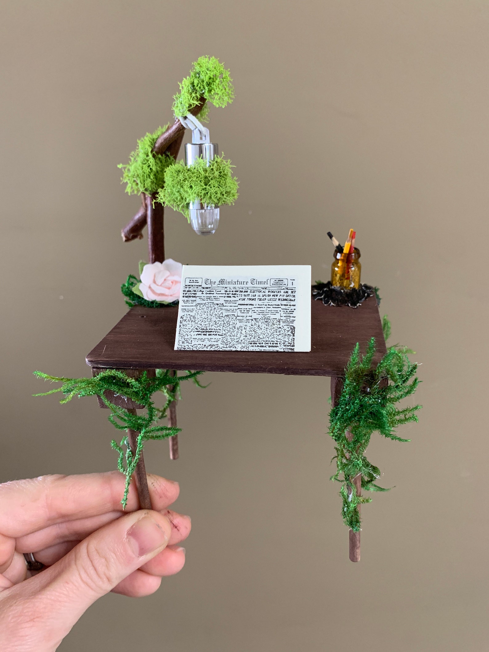 Miniature Fairy Reading Desk. Fairy Home Decor Gift, Simple Handmade ...