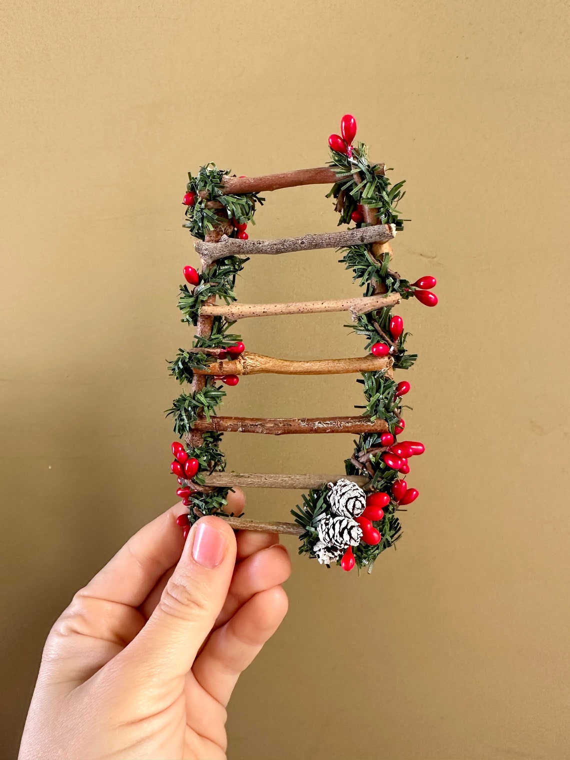 Christmas Fairy Garden Ladder Holiday Garden Decor Miniature - Etsy