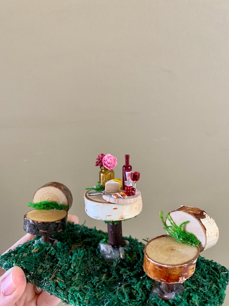 Fairy Garden Romantic Dining Set, Handmade Fairy Furniture, Miniature ...