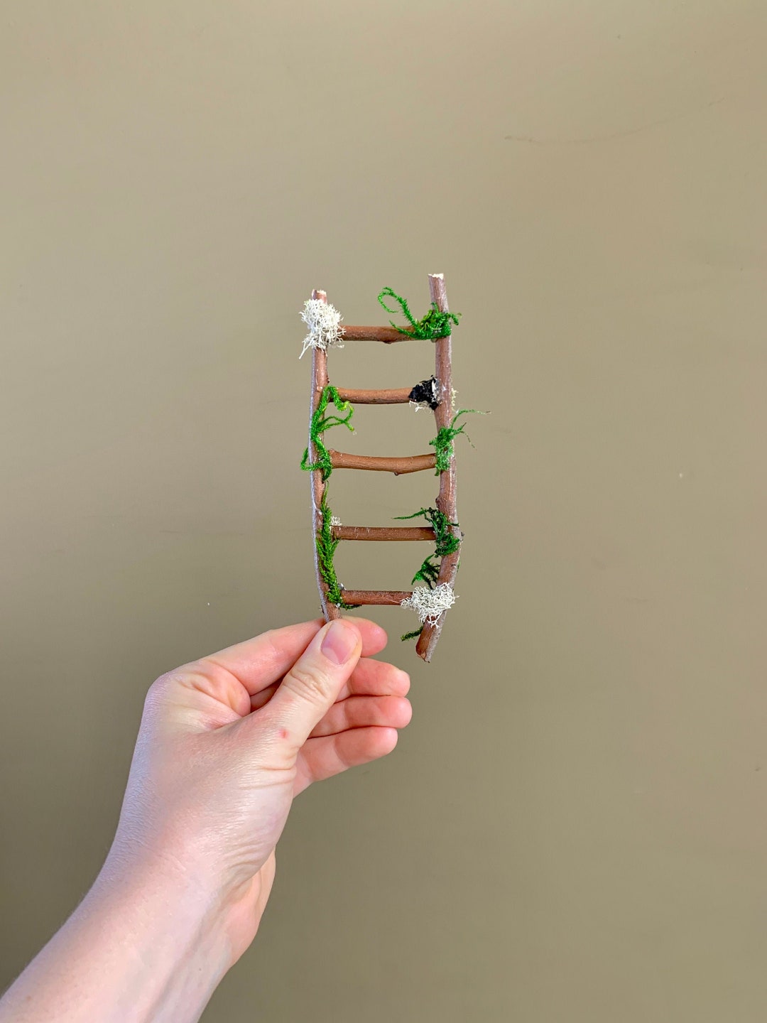 Fairy Garden Ladder, Wooden Fairy Dollhouse, Miniature Furniture ...