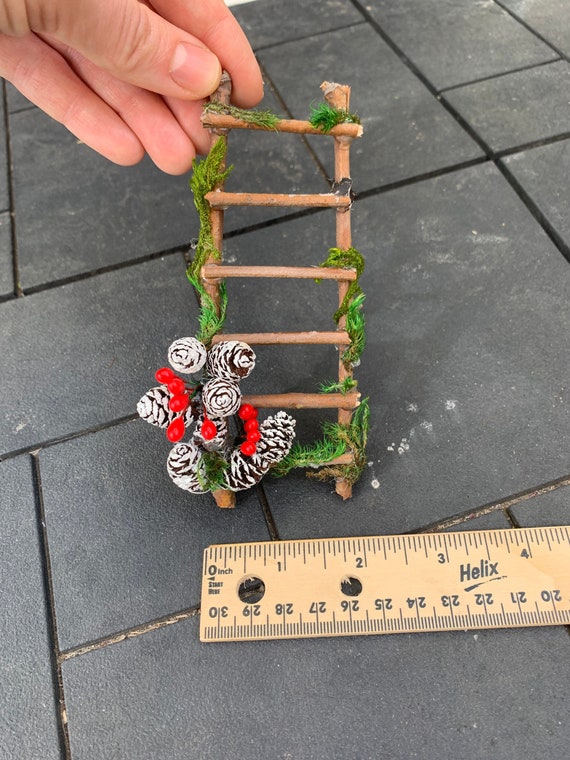 Christmas Fairy Garden Ladder Holiday Garden Decor Miniature | Etsy