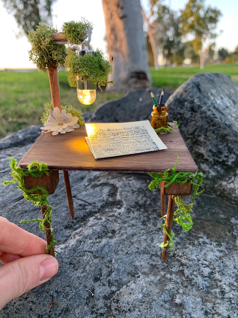 Miniature Fairy Reading Desk. Fairy Home Decor Gift Simple | Etsy