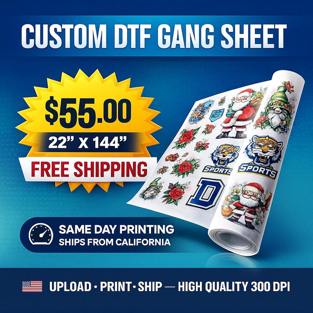 DTF Heat Press Transfers Custom, Upload Artwork, Make Gang Sheets - Etsy