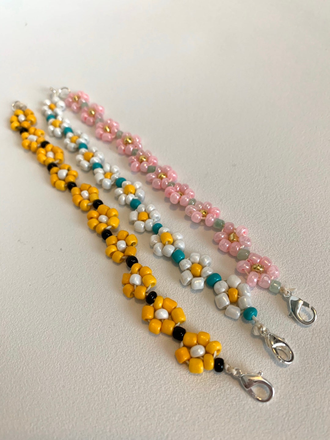 Daisy Chain Beaded Bracelet, Daisy Bracelet, Daisy Beaded Bracelet ...