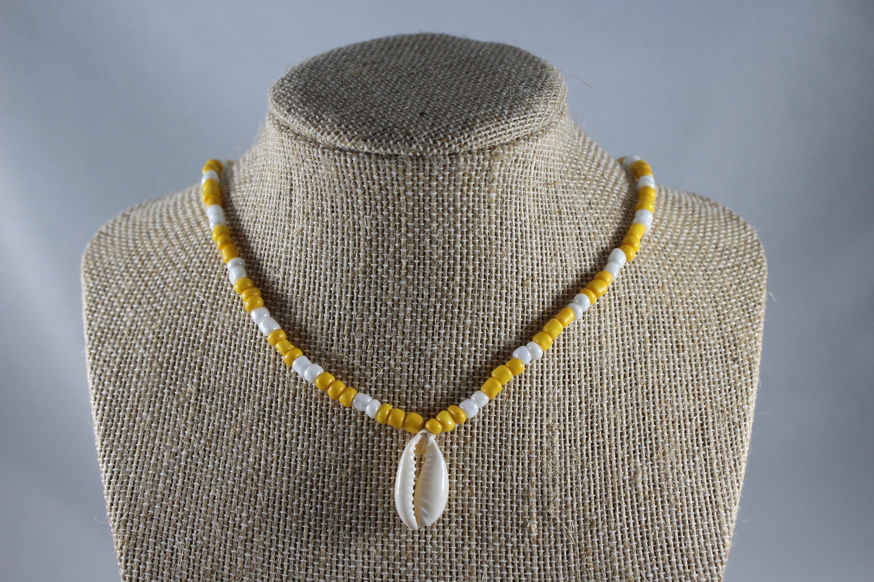 Yellow Puka Shell Choker Cowrie Shell Choker Cowrie Shell Necklace Seed