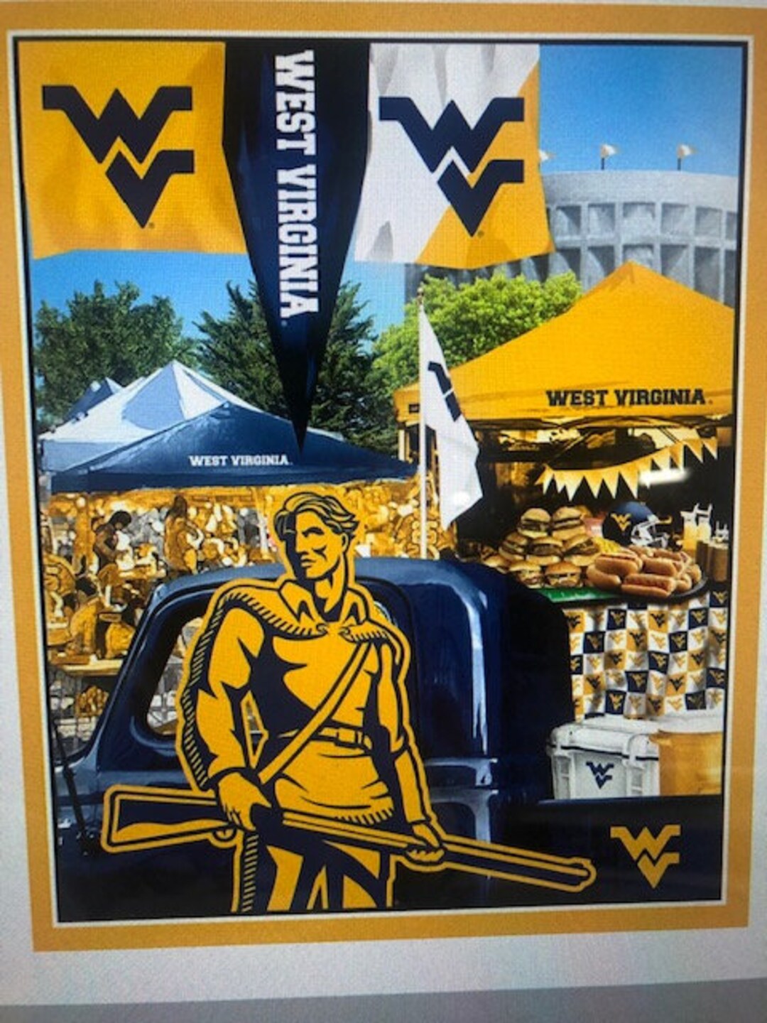 West Virginia Fabric Tailgate Panel 36x43-44" - Etsy