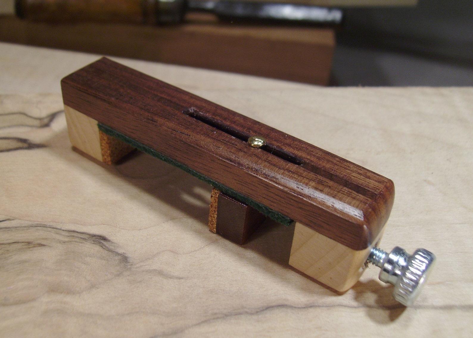Appalachian Mountain Lap Dulcimer Capo, Black Walnut and Curly Maple ...