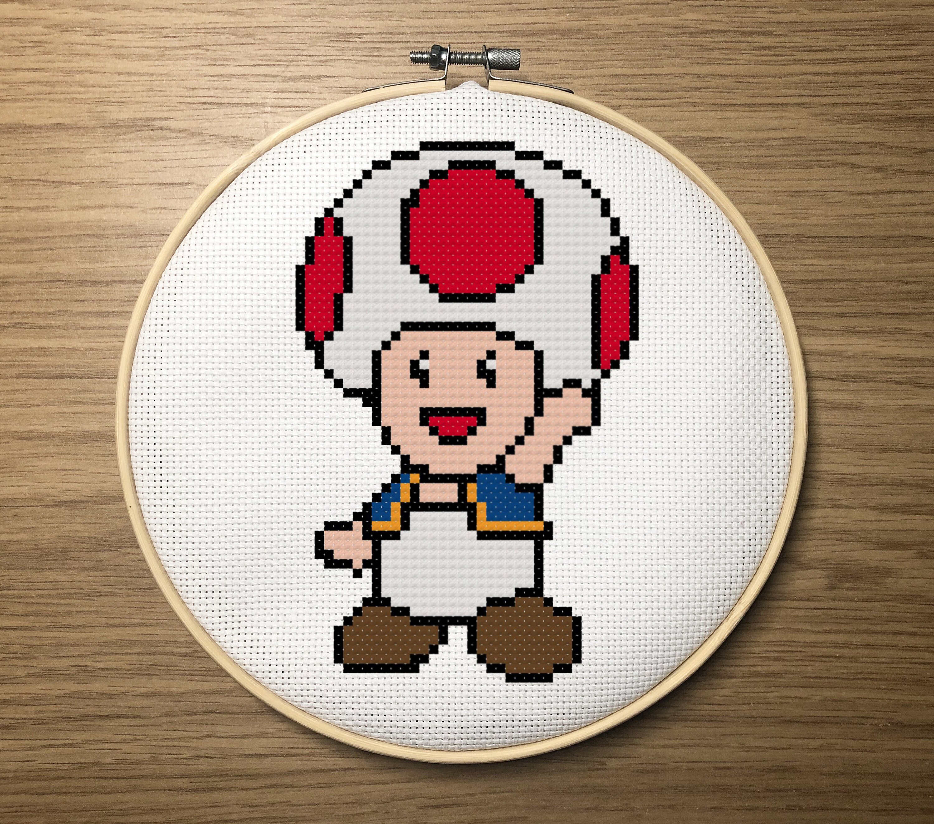 Toad Super Mario Inspired Cross Stitch Pattern | Etsy