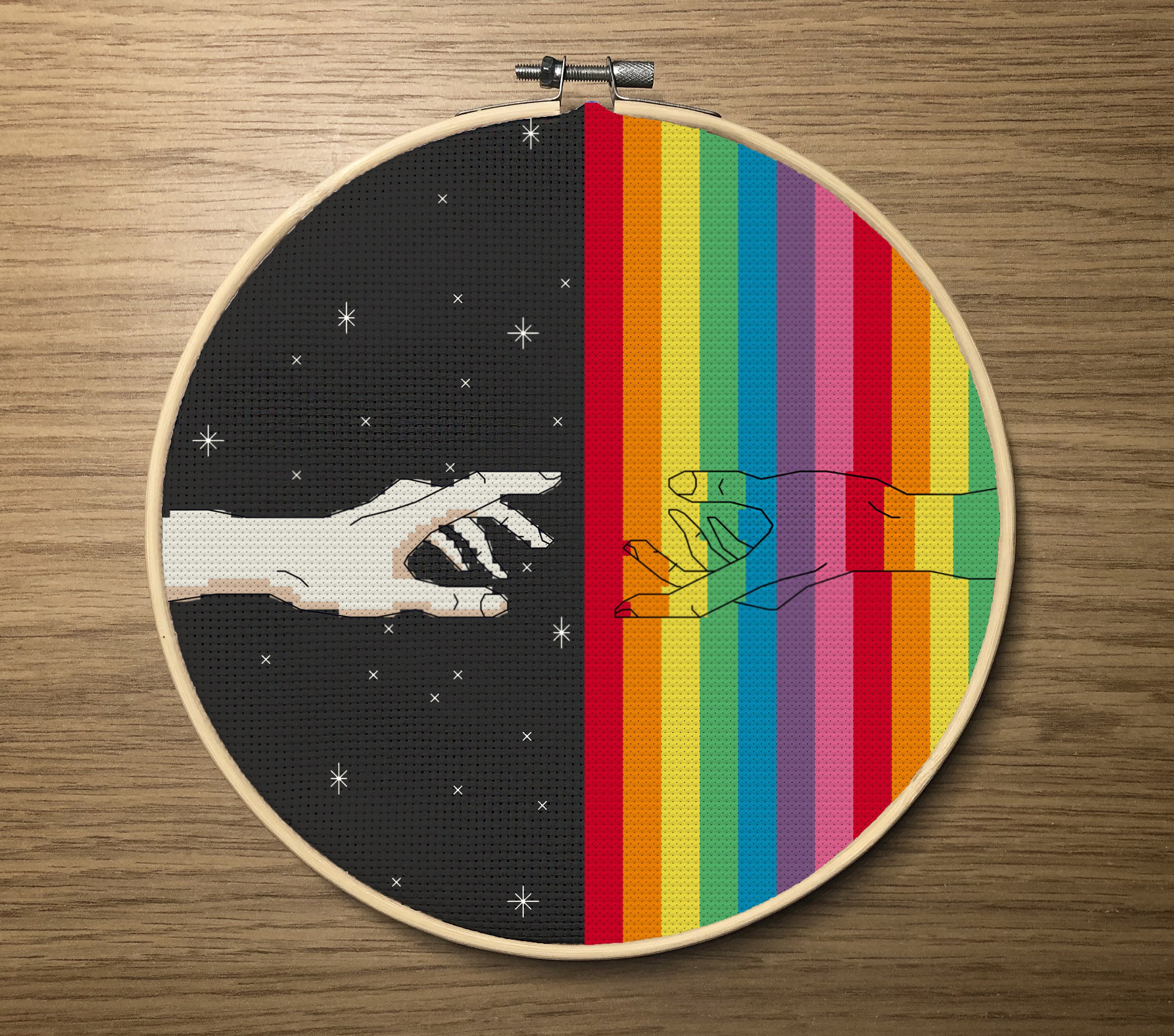 Reaching Hands Rainbow Space Cross Stitch Pattern - Etsy UK