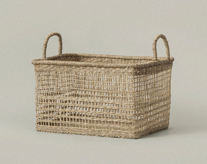Large Rectangular Storage Basket With Handles for Home and Closet ...