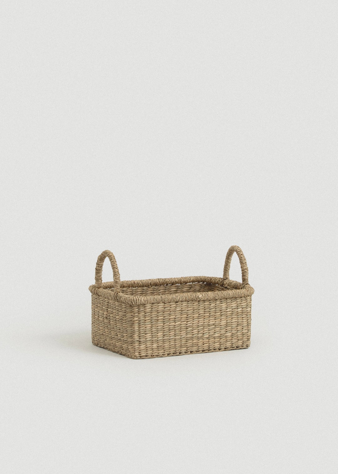Small Rectangular Storage Basket With Handles for Shelf and Closet ...